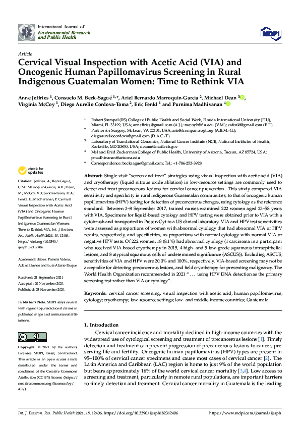 (PDF) Cervical Visual Inspection with Acetic Acid (VIA) and Oncogenic ...