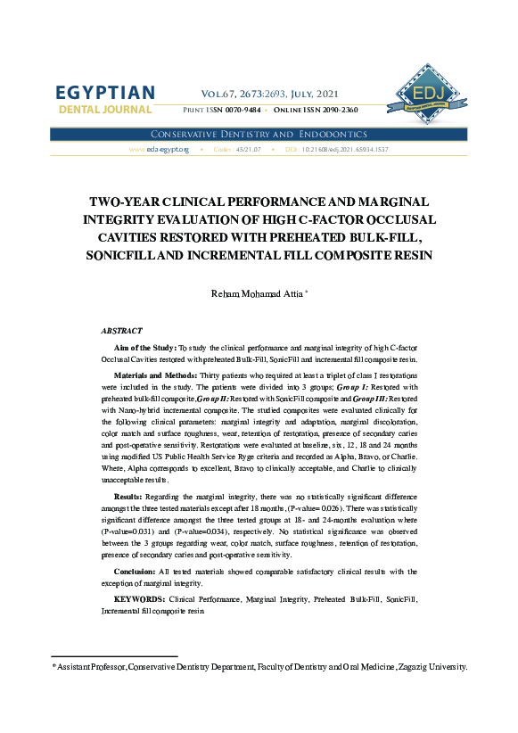 (PDF) Two-year clinical performance and marginal integrity evaluation ...