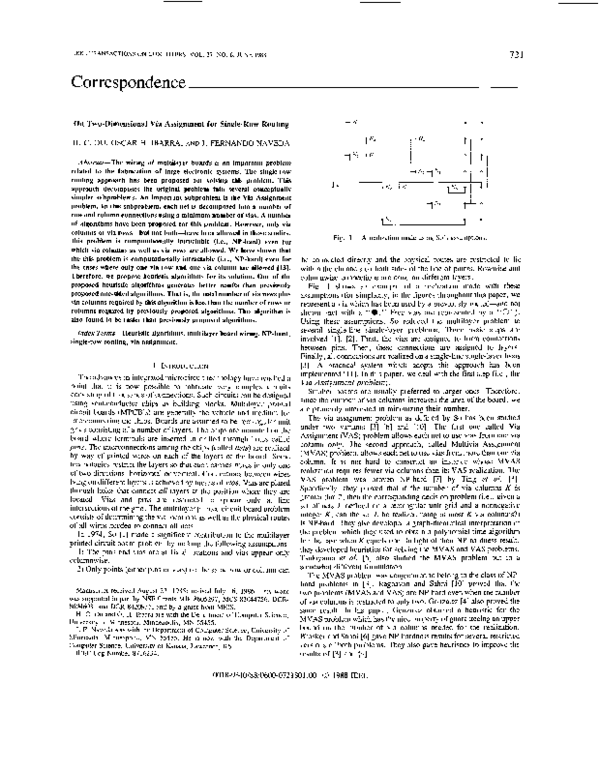 (PDF) On two-dimensional via assignment for single-row routing