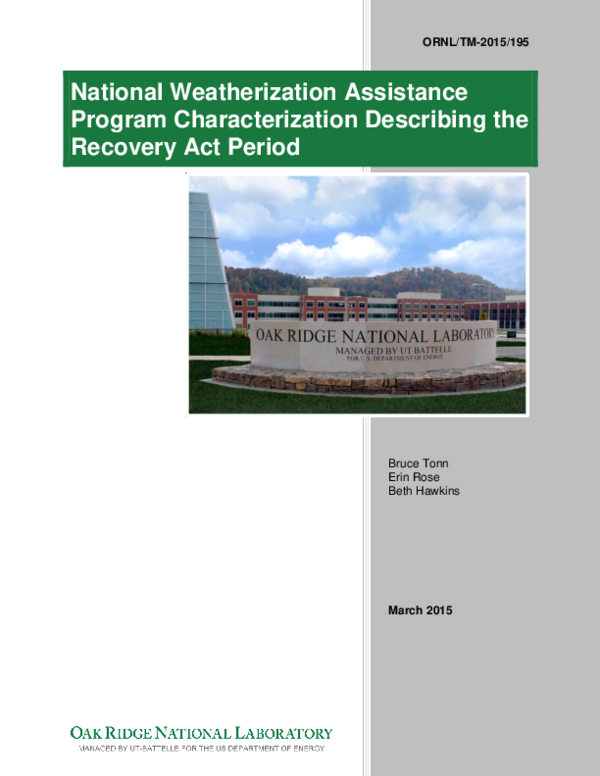 (PDF) National Weatherization Assistance Program Characterization ...