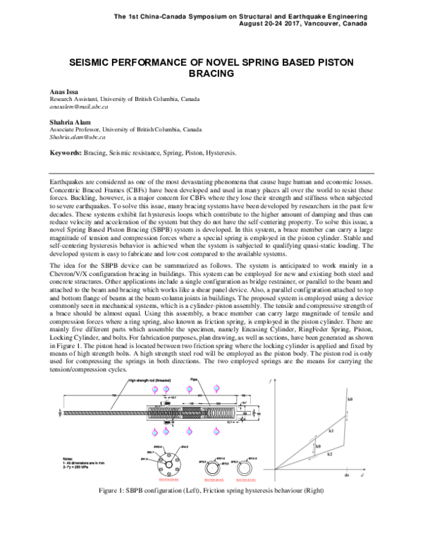 (PDF) Seismic Performance of Novel Spring Based Piston Bracing