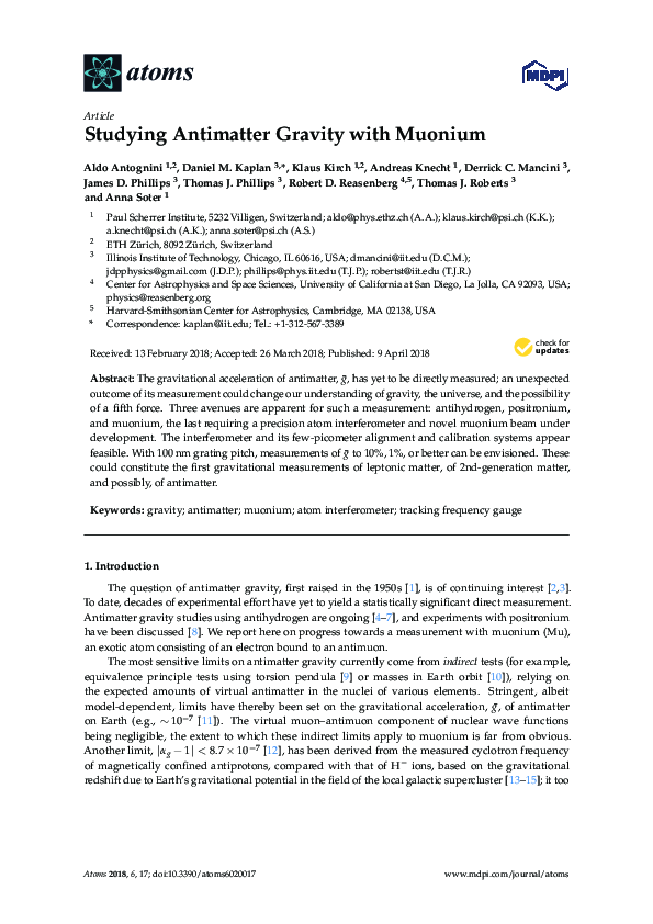 (PDF) Measuring Antimatter Gravity with Muonium