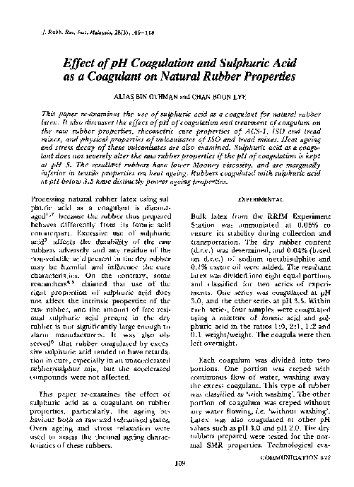 (PDF) Effect ofpH Coagulation and Sulphuric Acid as a Coagulant on ...