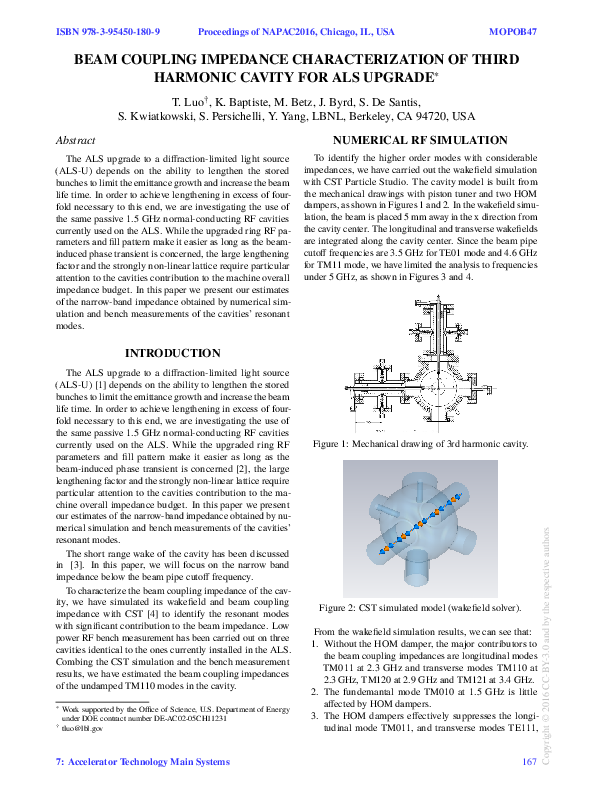 (PDF) Beam Coupling Impedance Characterization of Third Harmonic Cavity ...
