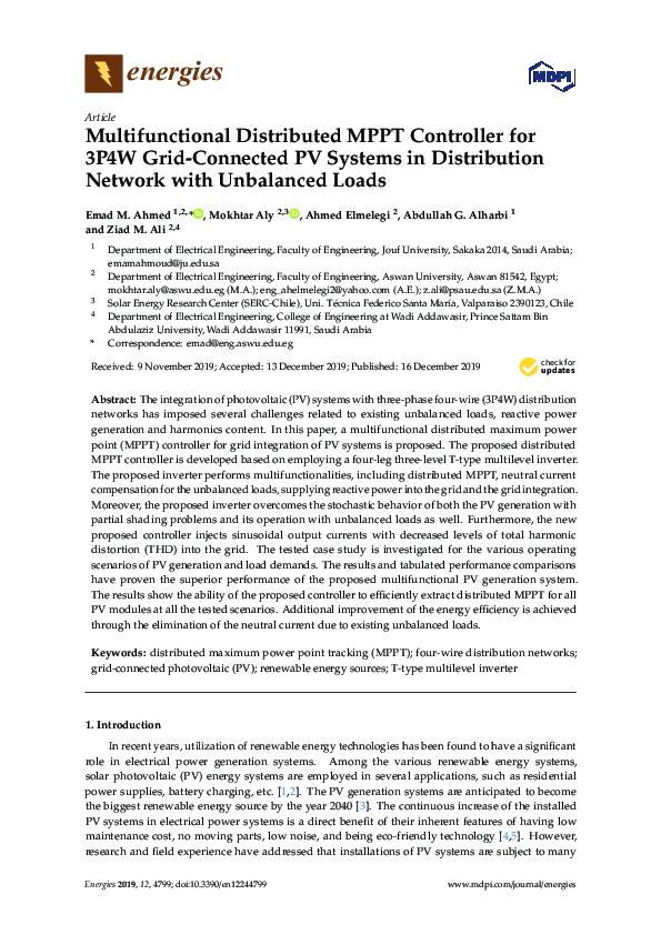 (PDF) Multifunctional Distributed MPPT Controller for 3P4W Grid-Connected PV Systems in ...