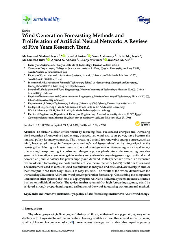 (PDF) Wind Generation Forecasting Methods and Proliferation of Artificial Neural Network: A ...