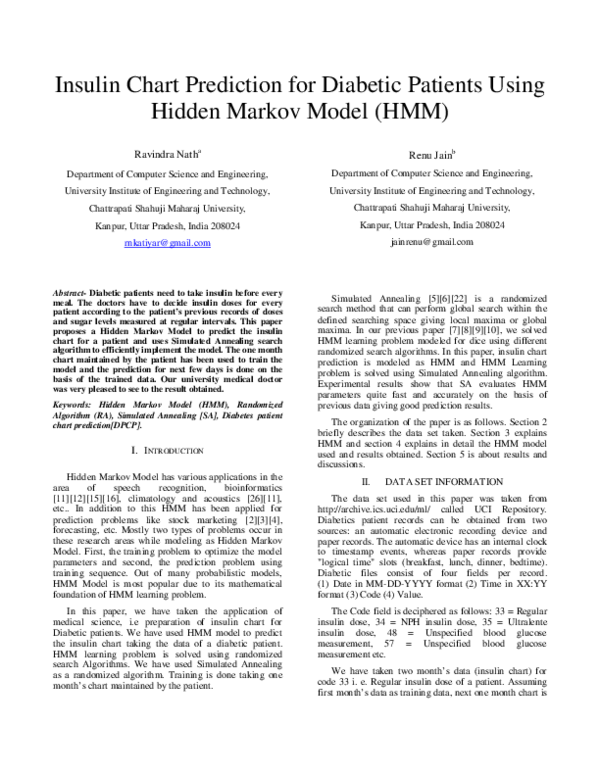 (PDF) Insulin Chart Prediction for Diabetic Patients Using Hidden Markov Model (HMM) and ...