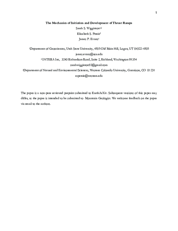 (PDF) The Mechanics of Initiation and Development of Thrust Ramps