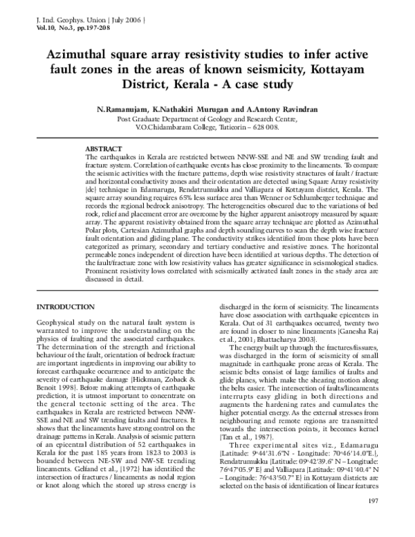(PDF) Azimuthal square array resistivity studies to infer active fault ...