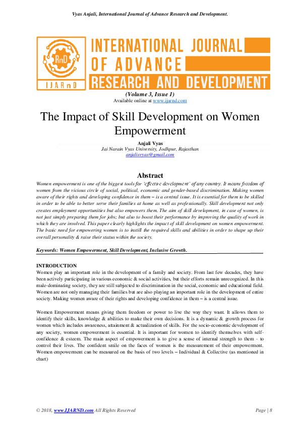 (PDF) The Impact of Skill Development on Women Empowerment