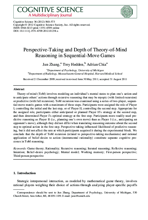 (PDF) Perspective-Taking and Depth of Theory-of-Mind Reasoning in ...
