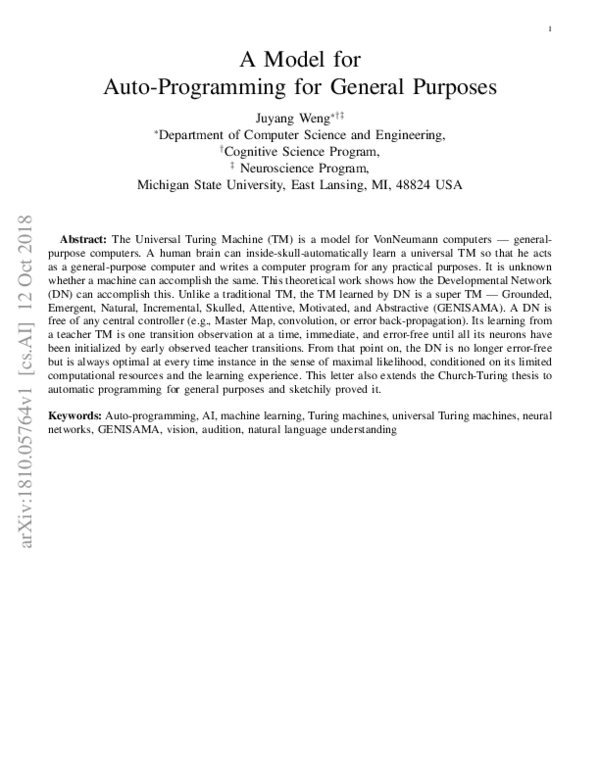 (PDF) A Model for Auto-Programming for General Purposes