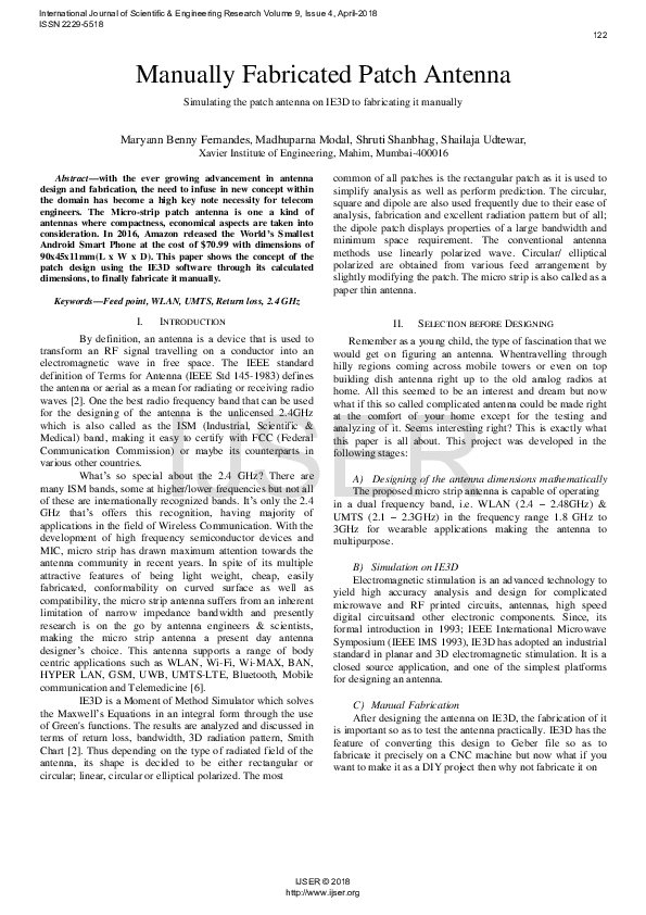(PDF) Manually Fabricated Patch Antenna