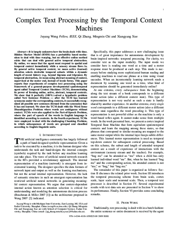 Pdf Complex Text Processing By The Temporal Context Machines