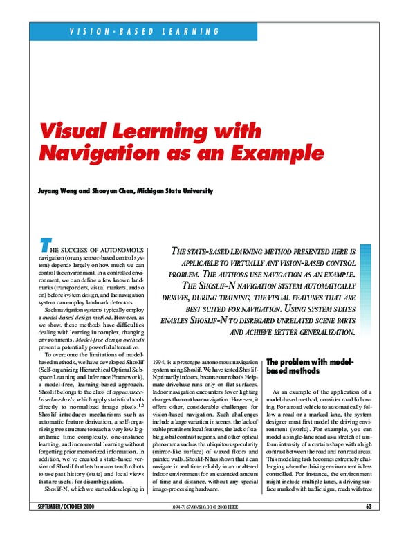 (PDF) Visual learning with navigation as an example