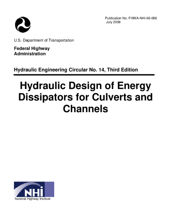 (PDF) Hydraulic Design of Energy Dissipators for Culverts and Channels