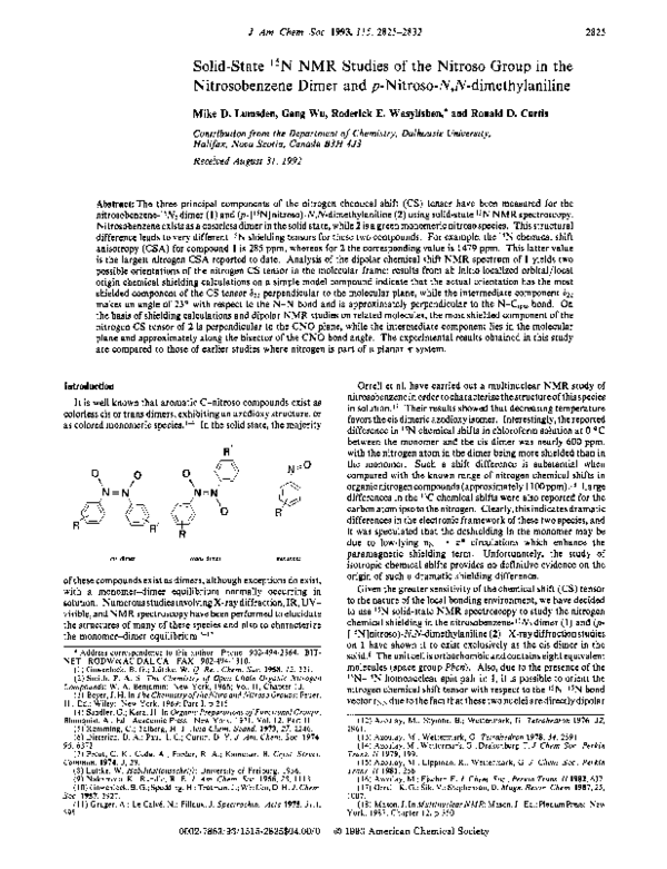 (PDF) Solid-state nitrogen-15 NMR studies of the nitroso group in the ...