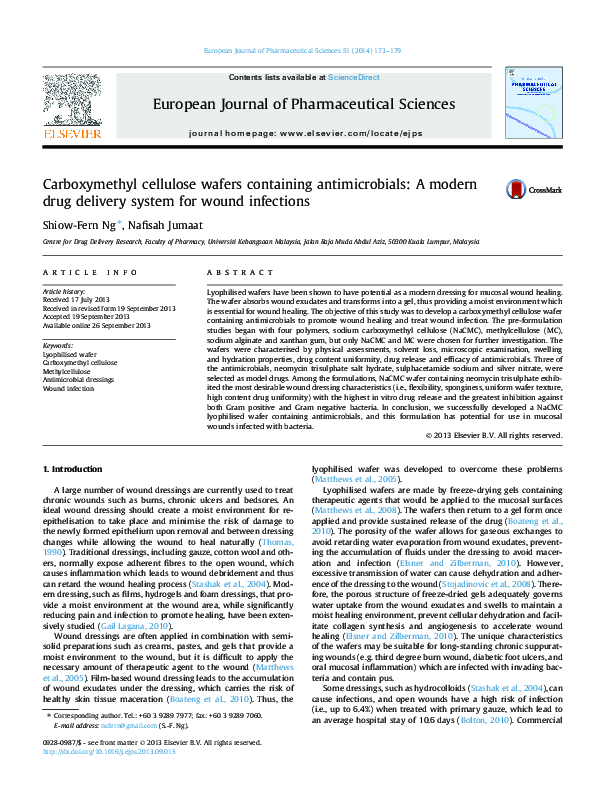 (PDF) Carboxymethyl cellulose wafers containing antimicrobials: A ...