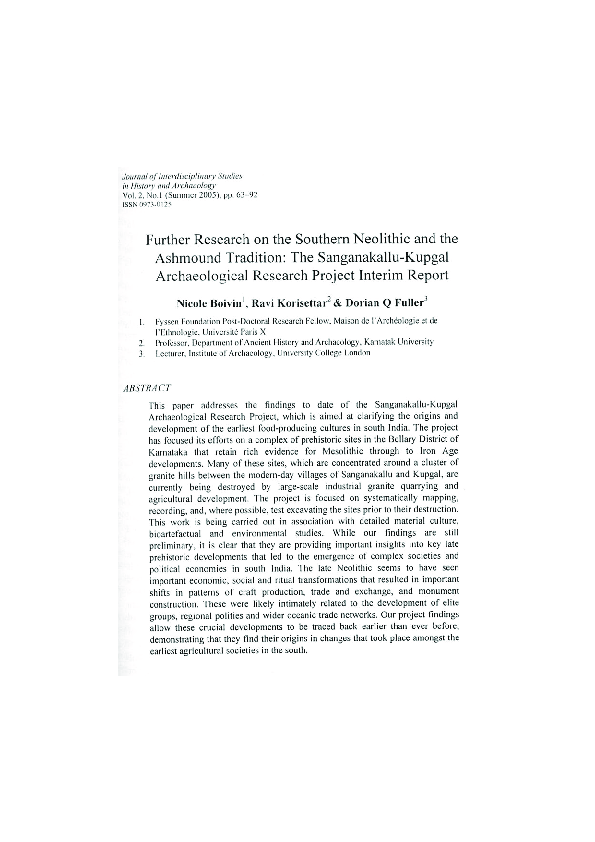 (PDF) Further research on the Southern Neolithic and the Ashmound ...