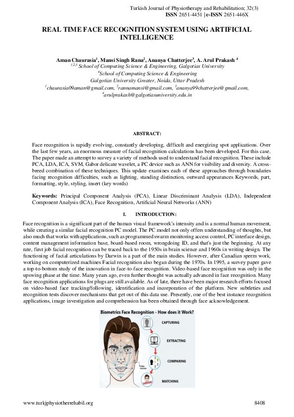 (PDF) Real Time Face Recognition System Using Artificial Intelligence