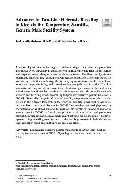 (PDF) Advances in Two-Line Heterosis Breeding in Rice via the ...