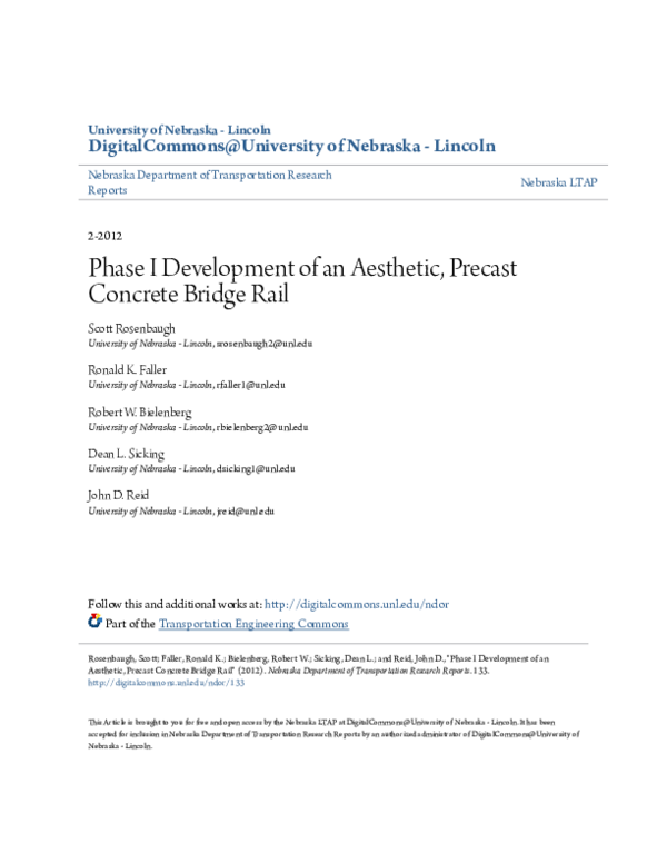 (PDF) Phase I Development of an Aesthetic, Precast Concrete Bridge Rail ...