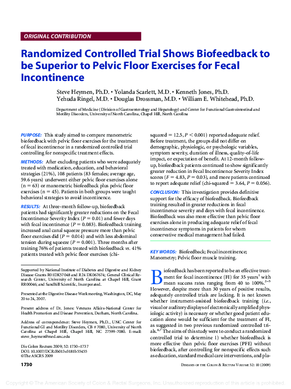 (PDF) Randomized, Controlled Trial Shows Biofeedback to Be Superior to ...