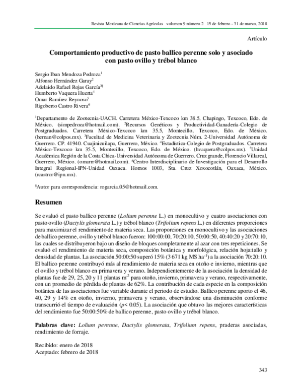 (PDF) Comportamiento productivo de pasto ballico perenne solo y ...