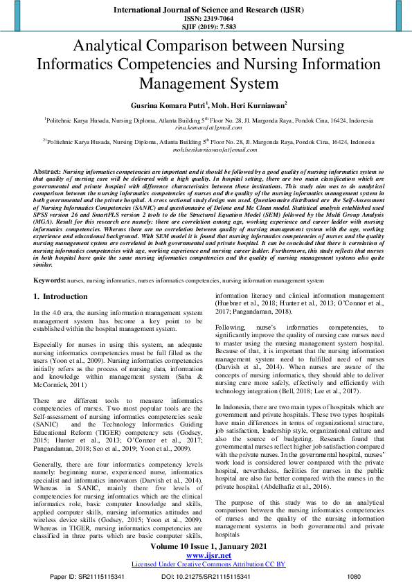 (PDF) Analytical Comparison between Nursing Informatics Competencies ...