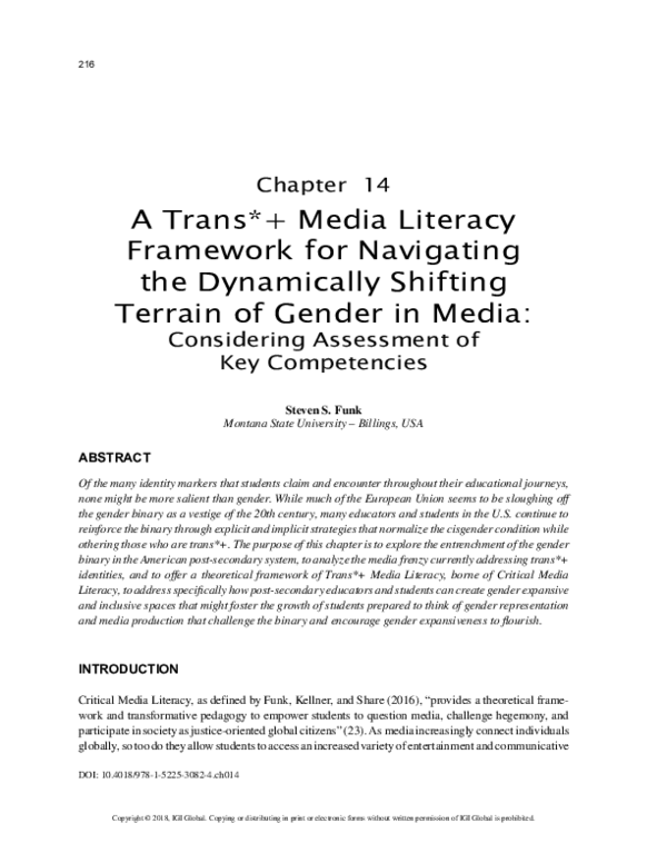 (PDF) A Trans*+ Media Literacy Framework for Navigating the Dynamically ...
