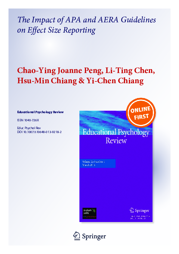 (PDF) The Impact of APA and AERA Guidelines on Effect Size Reporting