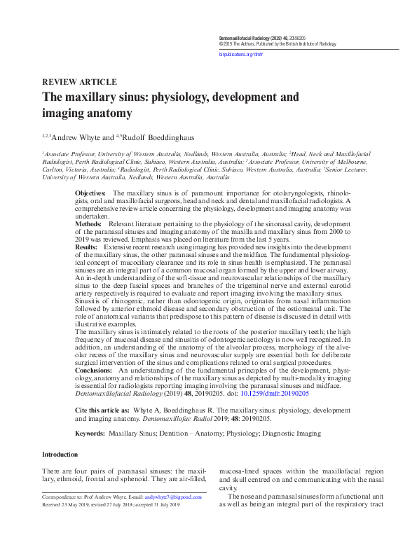 (PDF) The maxillary sinus: physiology, development and imaging anatomy