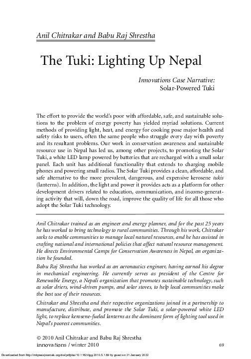 (PDF) The Tuki: Lighting Up Nepal (Innovations Case Narrative: Solar ...