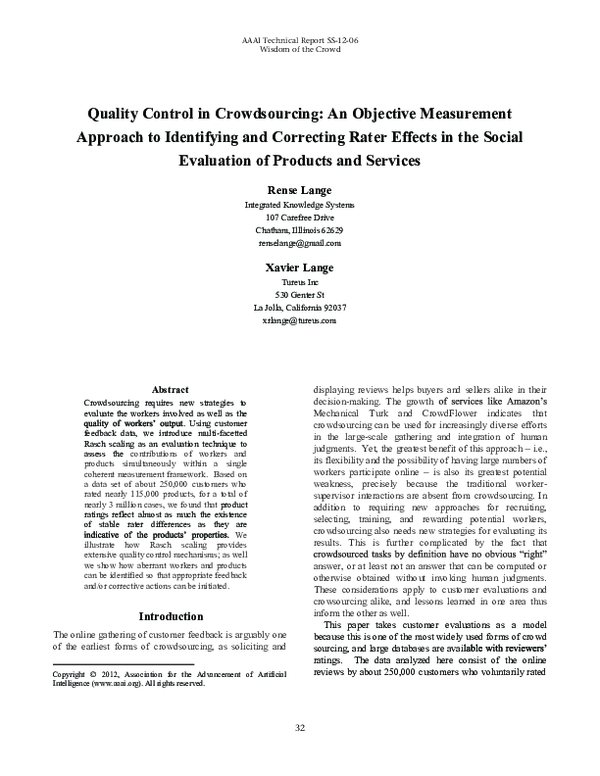 (PDF) Quality Control in Crowdsourcing: An Objective Measurement ...