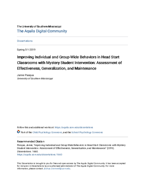 (PDF) Improving Individual and Group-Wide Behaviors in Head Start ...