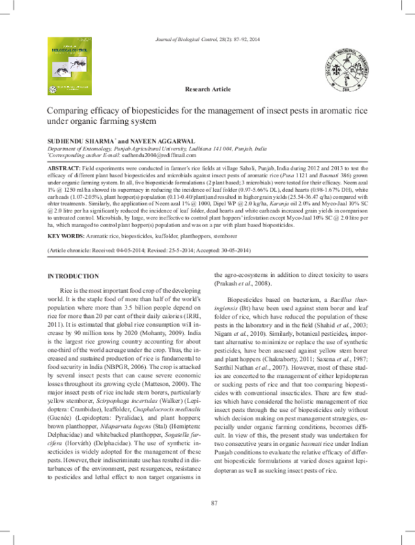 (PDF) Comparing Efficacy of Biopesticides for the Management of Insect ...