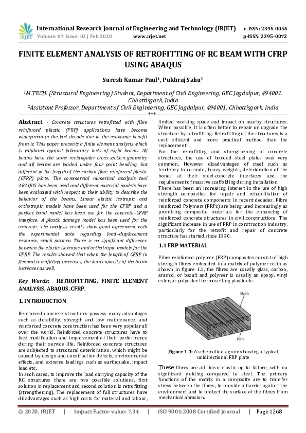 Pdf Finite Element Analysis Of Retrofitting Of Rc Beam With Cfrp