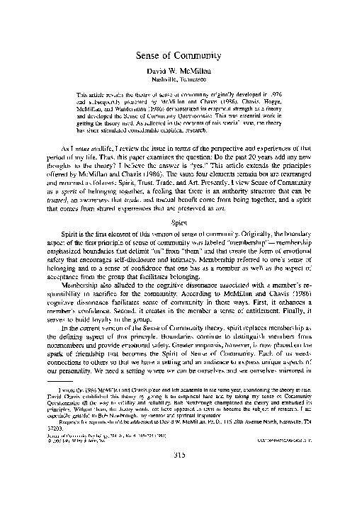 (PDF) Sense of Community