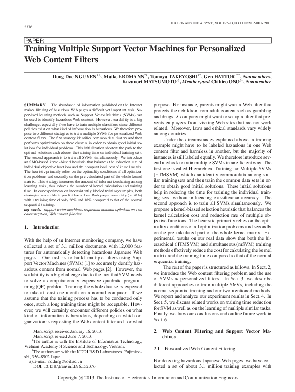 (PDF) Training Multiple Support Vector Machines for Personalized Web ...