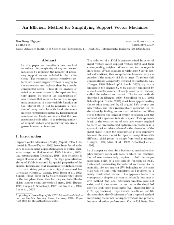 (PDF) An efficient method for simplifying support vector machines | DungDuc Nguyen - Academia.edu