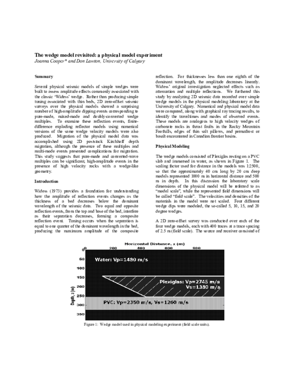 (PDF) The wedge model revisited: A physical modeling experiment