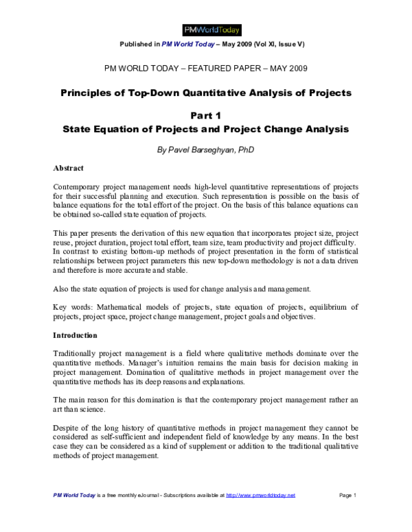 (DOC) Principles of Top-Down Quantitative Analysis of Projects Part 1 ...