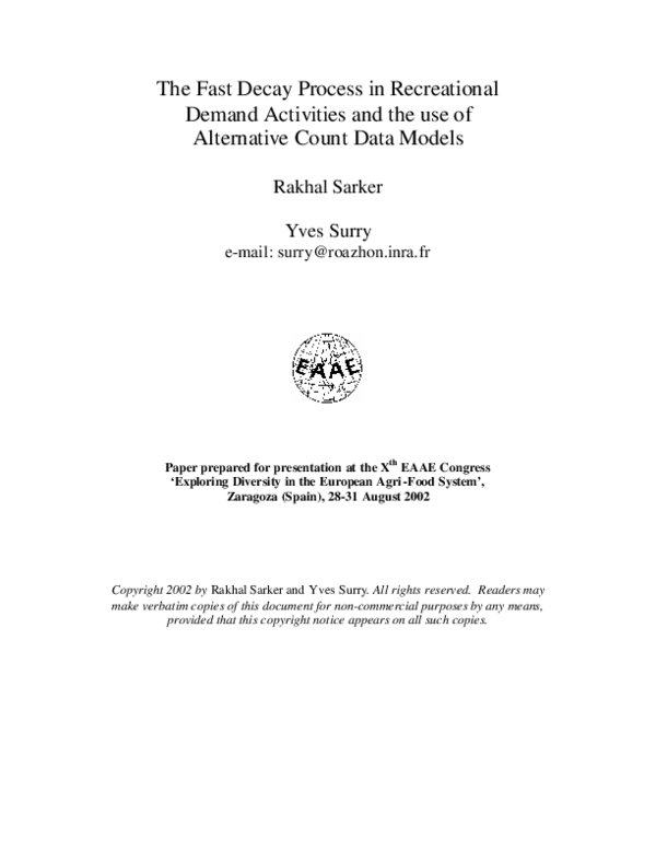 (PDF) The Fast Decay Process in Recreational Demand Activities and the ...
