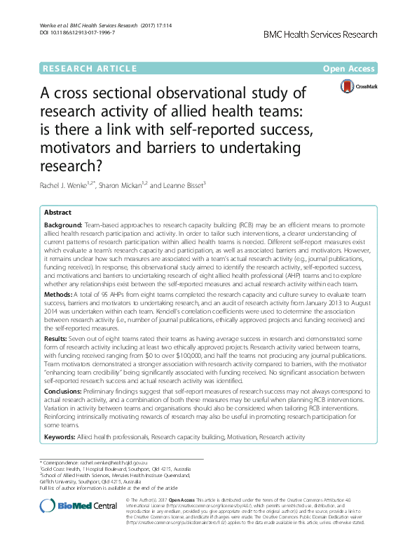 (PDF) A cross sectional observational study of research activity of ...