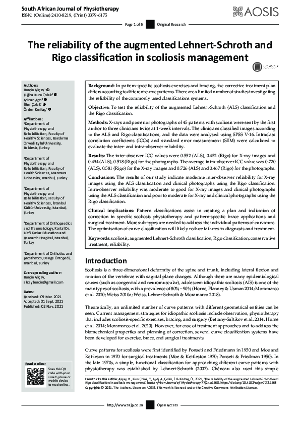 (PDF) The reliability of the augmented Lehnert-Schroth and Rigo ...