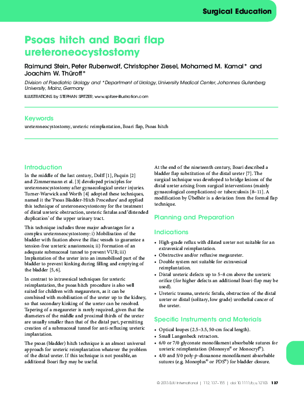 (PDF) Psoas hitch and Boari flap ureteroneocystostomy