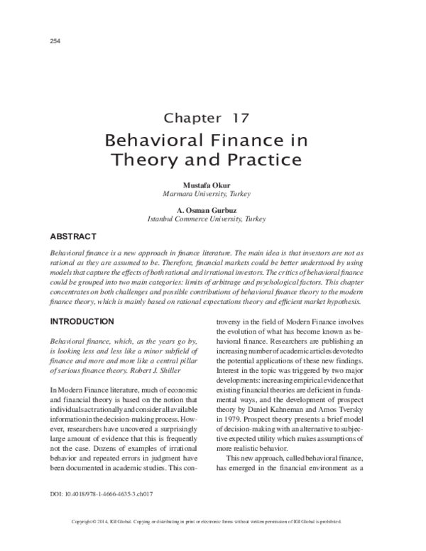 (PDF) Chapter 17 Behavioral Finance in Theory and Practice