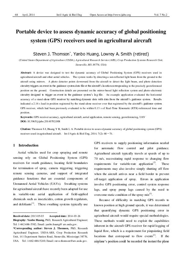 (PDF) Portable device to assess dynamic accuracy of global positioning ...