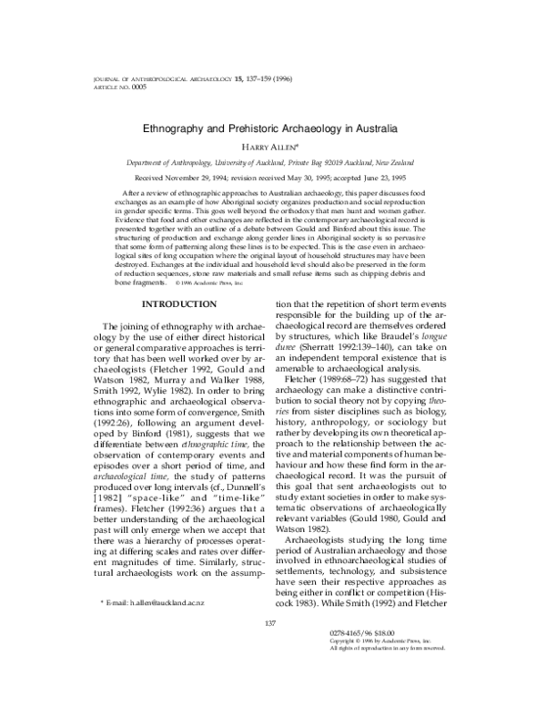 (PDF) pu Ethnography and Prehistoric Archaeology in Australia