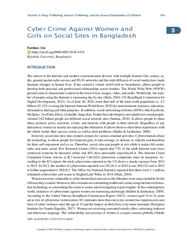 (PDF) Cyber Crime Against Women and Girls on Social Sites in Bangladesh